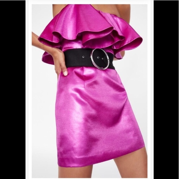 Zara | Dresses | Zara Metallic Ruffle Dress | Poshmark